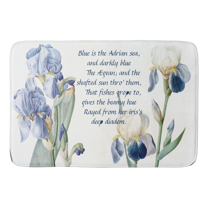 Botanical Iris Floral Flowers Poem Bath Mat | Zazzle.com