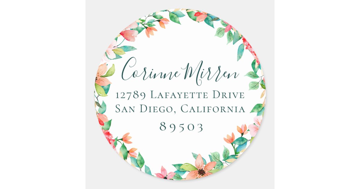 Botanical Island Floral Return Address Sticker | Zazzle