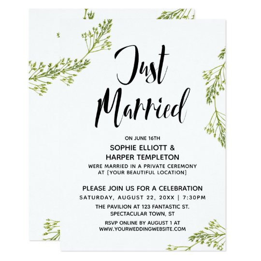 Botanical Just Married Typography Post Wedding Invitation | Zazzle.com Botanical Just Married Typography Post Wedding Invitation | Zazzle.com