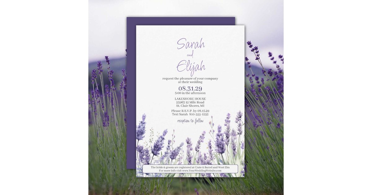 Botanical Lavender Flowers Casual Wedding Invitation | Zazzle