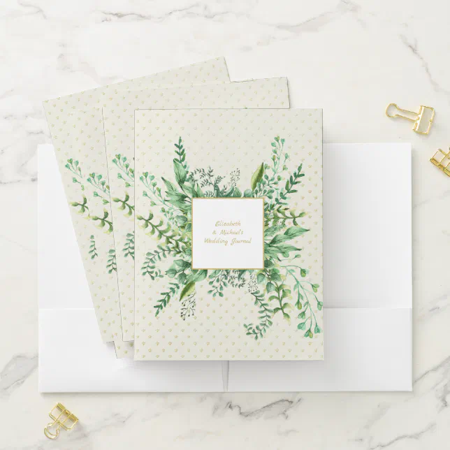 Botanical Leaf Gold Wedding Planning Folders | Zazzle