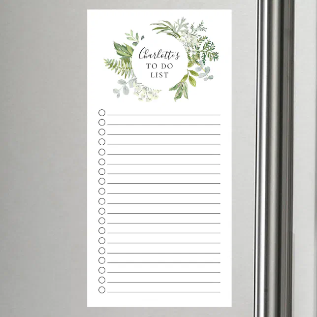 Botanical Leaf Personalized To Do List Magnetic Notepad | Zazzle
