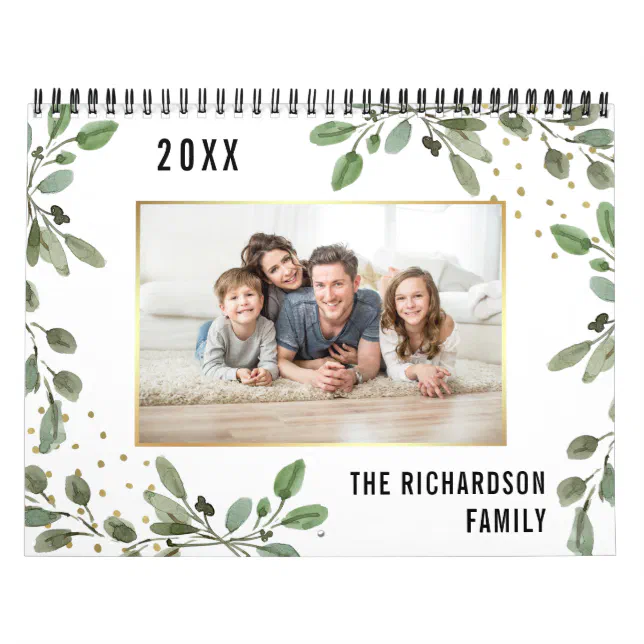Botanical Leaves and Gold | Your Personal Photos Calendar | Zazzle