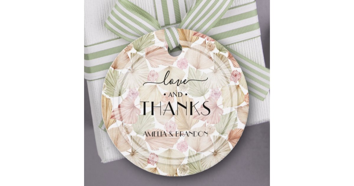 Botanical Leaves Flowers Boho Wedding Favor Tags | Zazzle