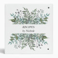 Botanical Leaves Greenery Recipes Green 3 Ring Binder | Zazzle