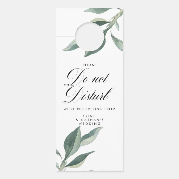 Botanical Leaves Wedding Do Not Disturb Sign | Zazzle