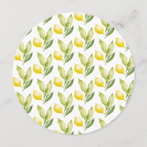 Botanical Lemon Citrus Wedding Round Flat Menu | Zazzle