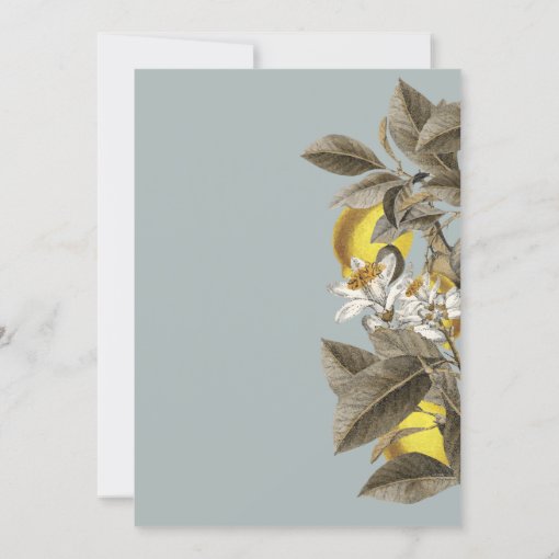 Botanical Lemon Leaves Wedding Dusty Blue Invitation | Zazzle