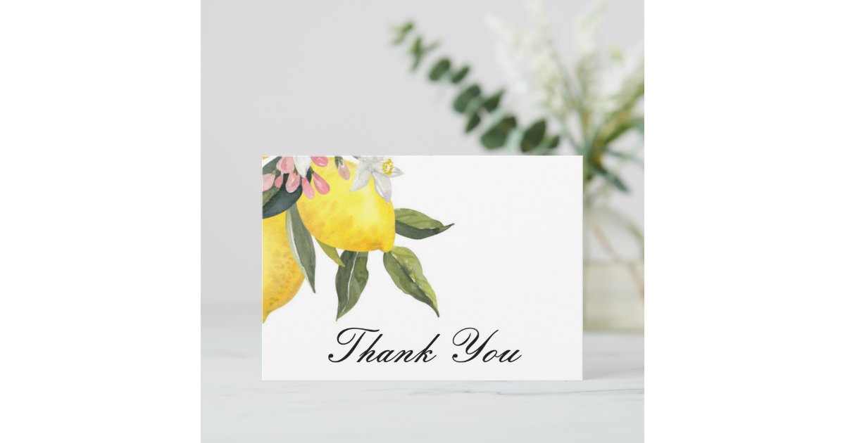 Botanical lemons floral thank you card | Zazzle