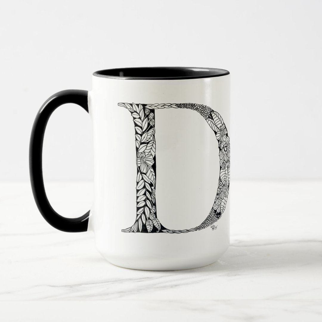 Botanical Letter D Mug, Art by Elizabeth Sampson Mug | Zazzle