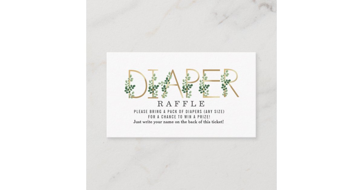 Botanical Lettering Diaper Raffle Baby Shower Enclosure Card | Zazzle