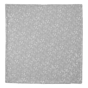 Botanical Light Gray White Leaves Floral Pattern Duvet Cover | Zazzle