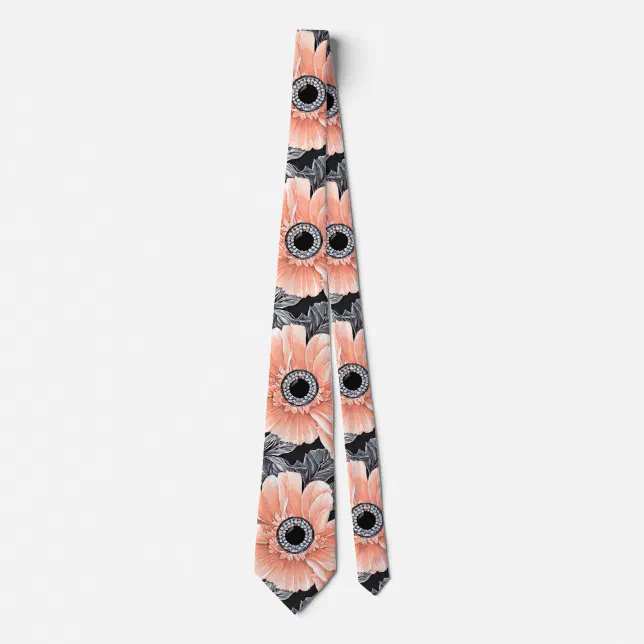 Botanical Light Peach Floral Pattern Neck Tie | Zazzle