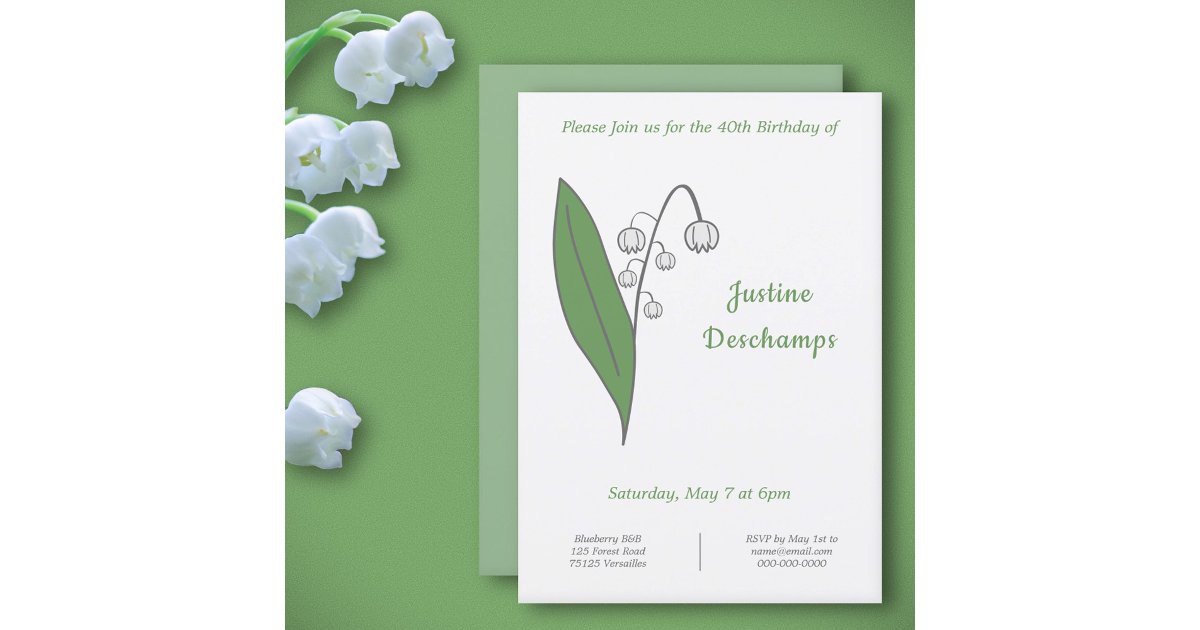 Botanical Lily of the Valley Birthday Invitation | Zazzle