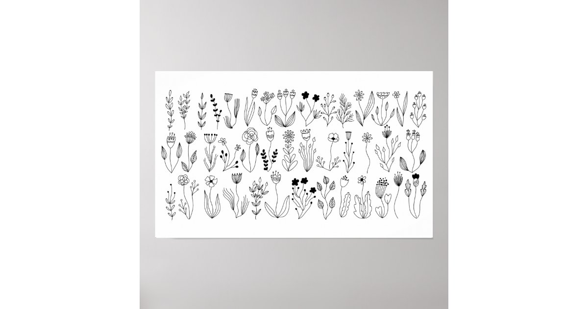 Botanical Line Art Poster | Zazzle