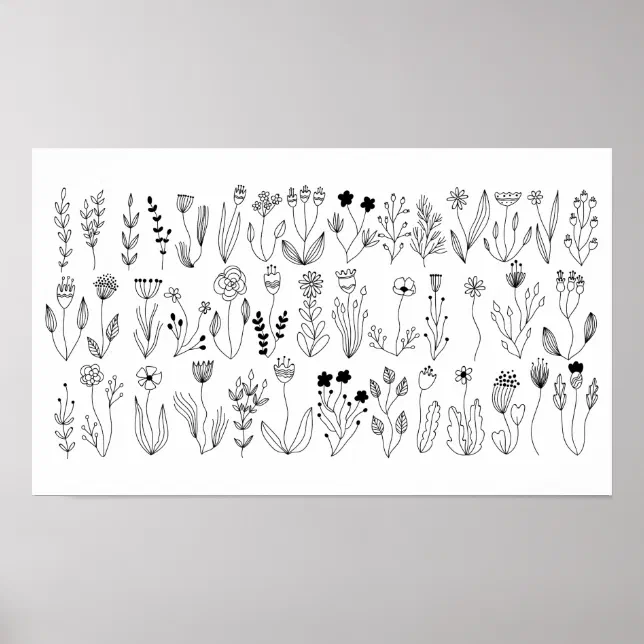 Botanical Line Art Poster | Zazzle