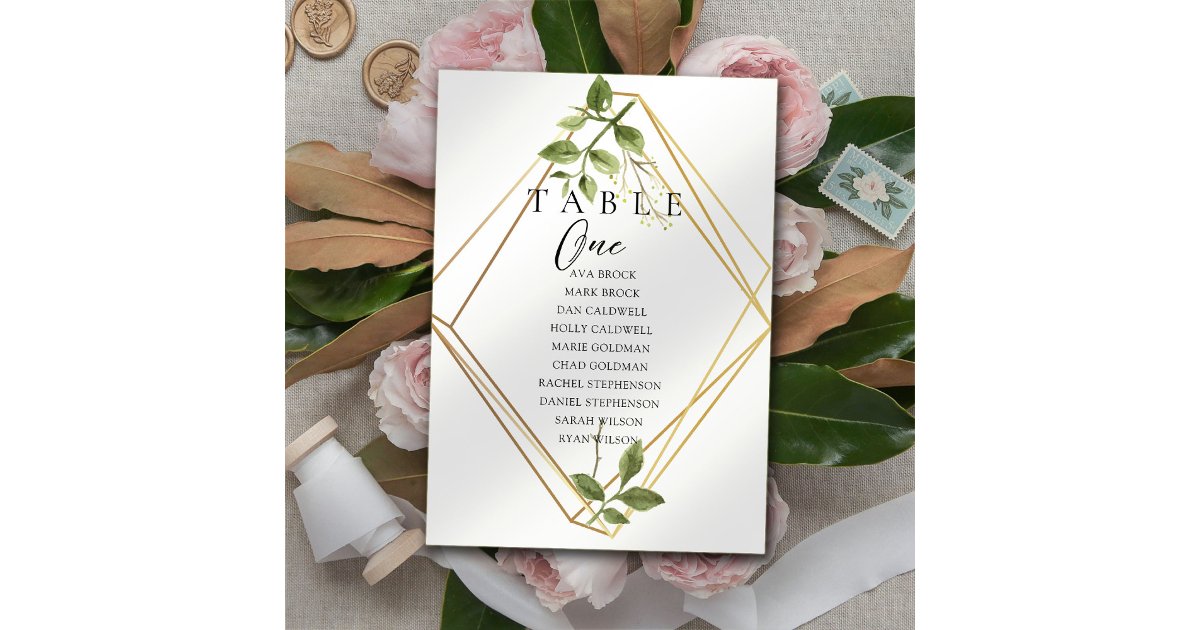 Botanical Minimal Table Number Seating Chart | Zazzle