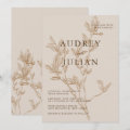 Botanical Mocha Leaf Wedding Invitation | Zazzle