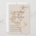 Botanical Mocha Leaf Wedding Invitation | Zazzle