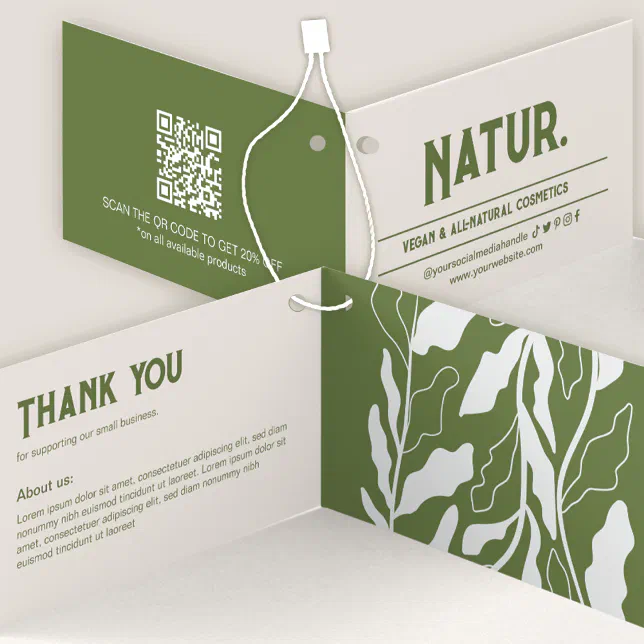 Botanical Modern QR Code Folded Hang Tag Card | Zazzle