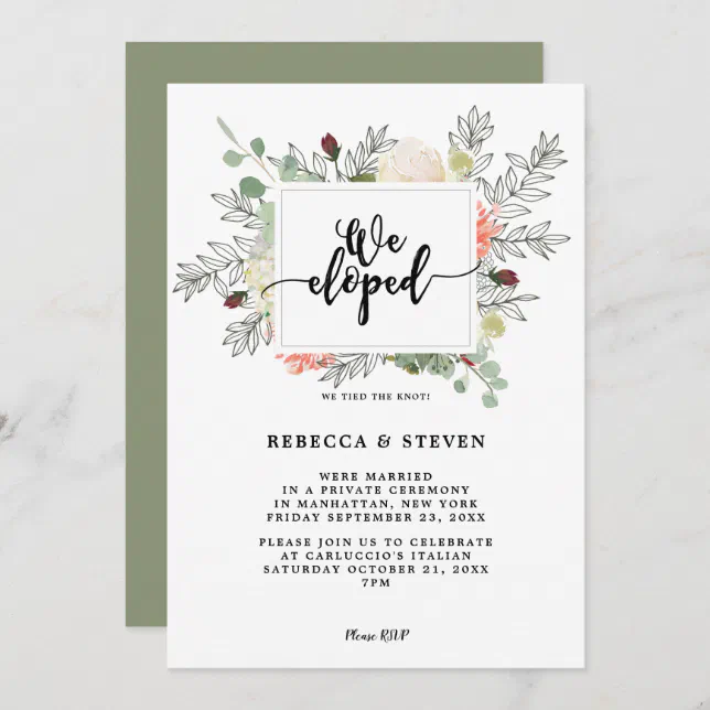 botanical modern we eloped invitation | Zazzle