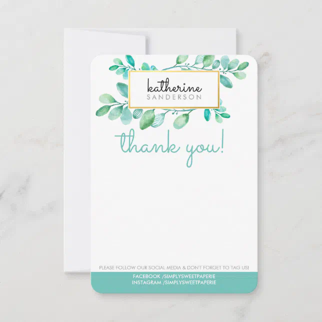 BOTANICAL NATURE modern watercolor painted leaves Note Card | Zazzle