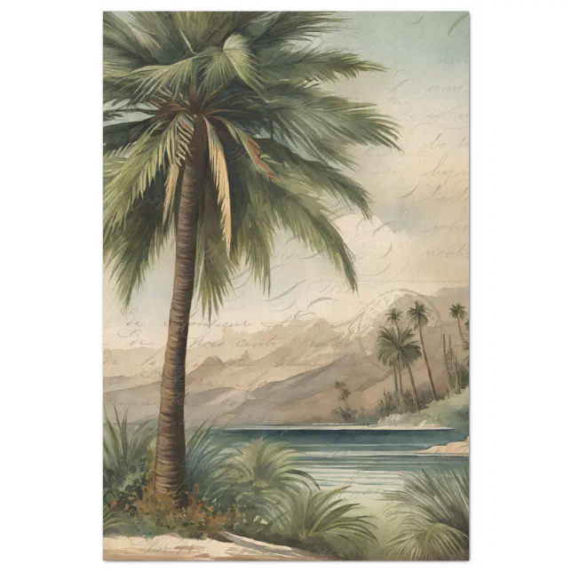 Botanical Palm Tree Watercolor Ephemera Decoupage Tissue Paper | Zazzle