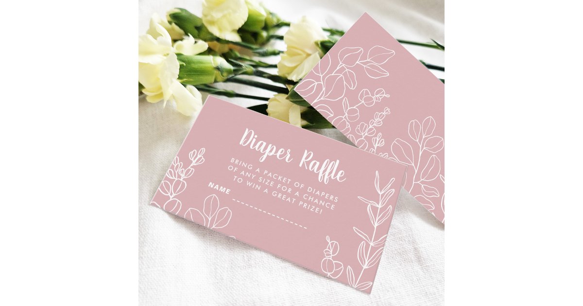 Botanical Pink Diaper Raffle Enclosure Card | Zazzle