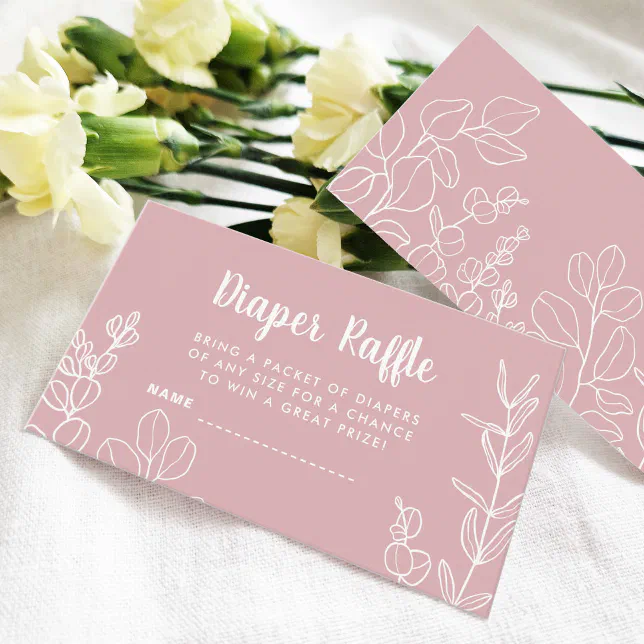 Botanical Pink Diaper Raffle Enclosure Card | Zazzle
