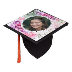 Botanical Pink Purple Floral Photo Graduation Grad Graduation Cap ...