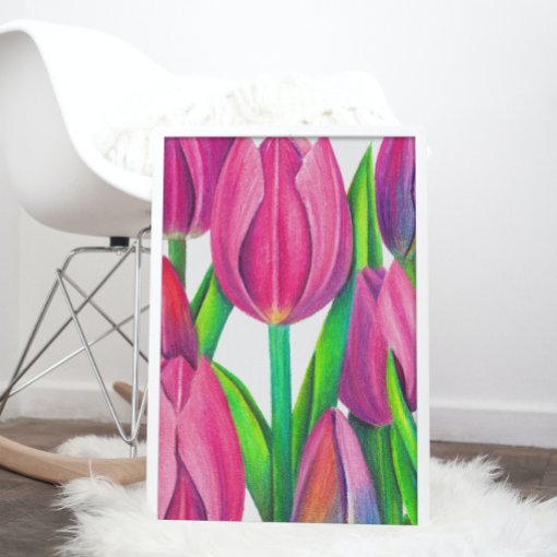 Botanical Pink Tulips Drawing Poster | Zazzle