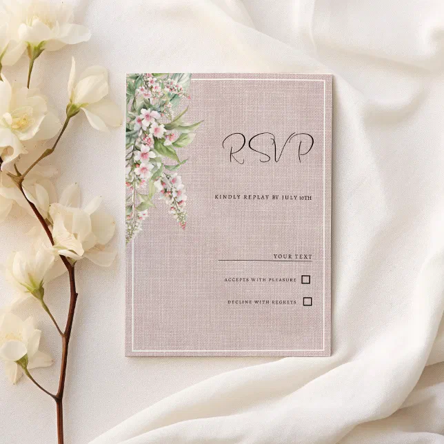 Botanical rustic blush pink mint floral RSVP Invitation | Zazzle