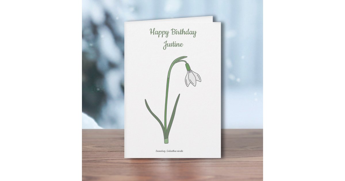 Botanical Snowdrop Pastel Flower Birthday Card | Zazzle