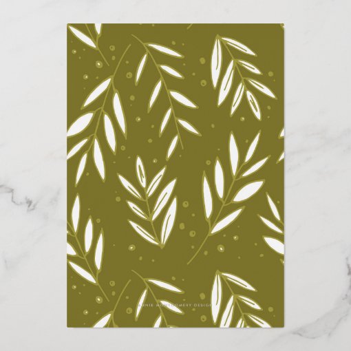 Botanical Sprigs Photo Gold Foil Holiday Card | Zazzle