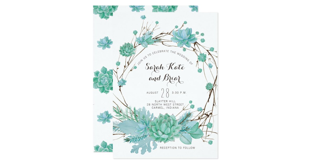 Botanical Succulent Green Wedding Invitation | Zazzle.com