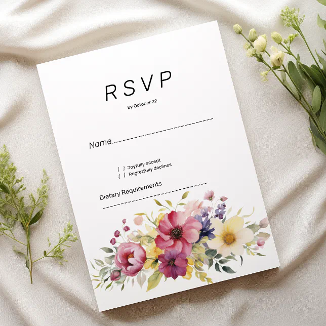 Botanical summer colorful floral RSVP Invitation | Zazzle