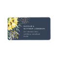 Botanical sunflower eucalyptus rustic navy blue label | Zazzle