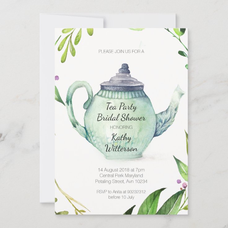 Botanical Tea Party Bridal Shower Invitation | Zazzle