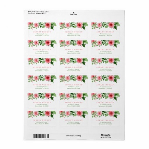 Botanical Watercolor Garden Rose Flowers Label | Zazzle