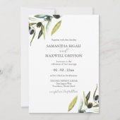 Botanical Watercolor Olive Branch Wedding Invitation | Zazzle