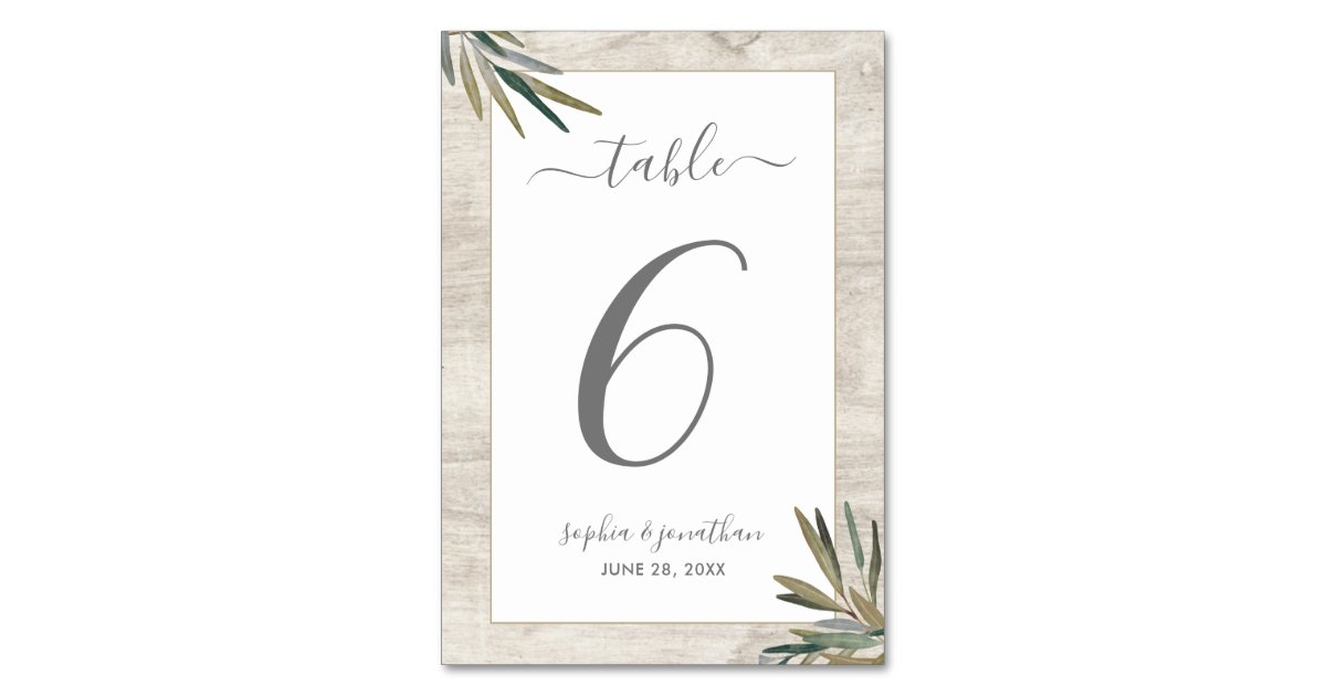 Botanical Watercolor Wood Custom Number Wedding Table Number | Zazzle
