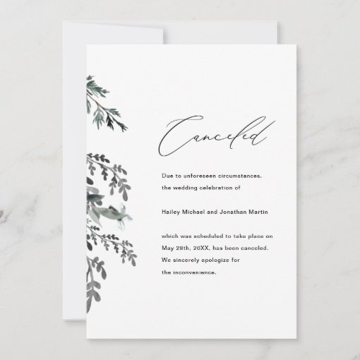 Botanical Wedding Cancellation Announcement | Zazzle