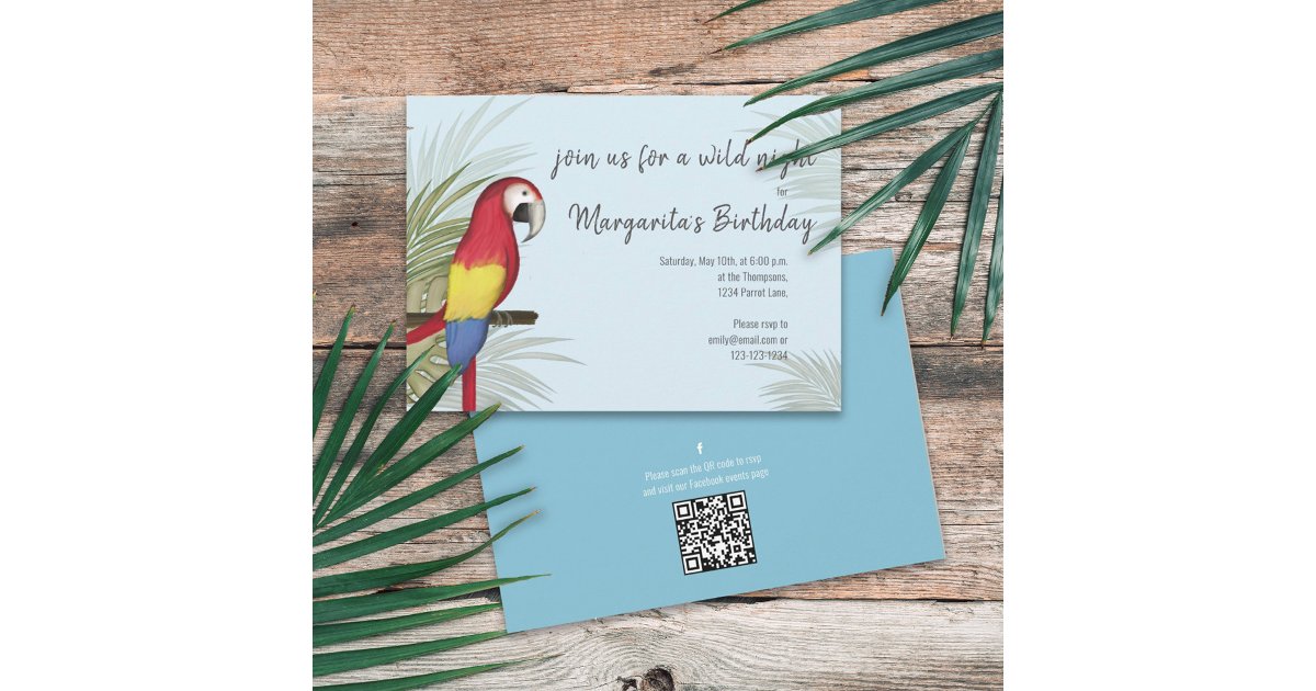 Botanical Wild Birthday Bird QR Code Social Media Invitation | Zazzle