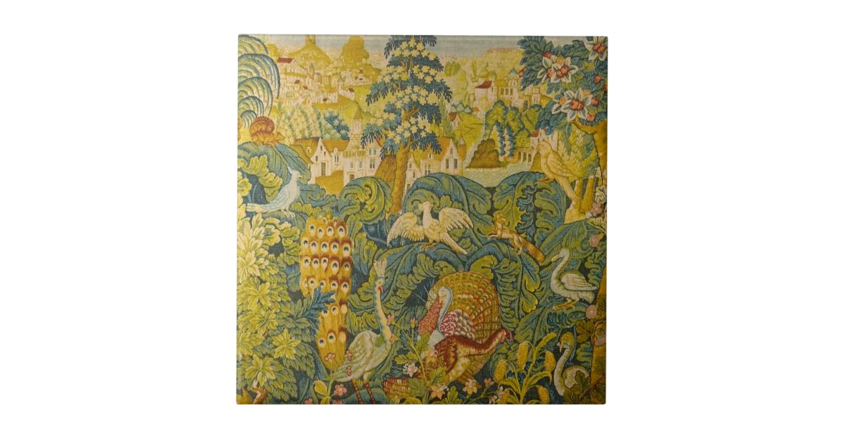 Botanical Wildlife Flock of Birds Ceramic Tile | Zazzle