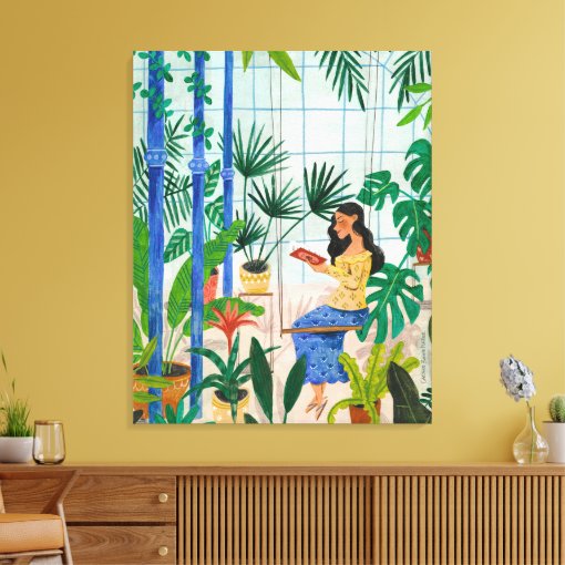 Botanical woman green plants canvas print | Zazzle