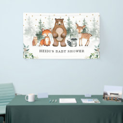 Botanical Woodland Forest Baby Animals Welcome Banner | Zazzle