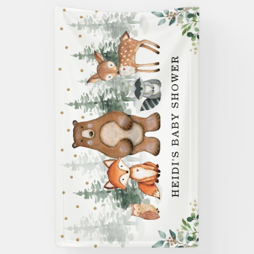 Botanical Woodland Forest Baby Animals Welcome Banner | Zazzle