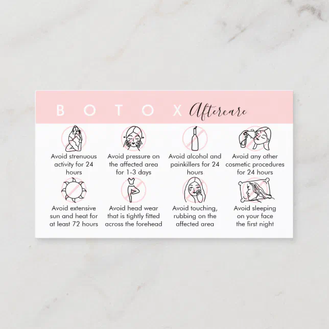 Botox Aftercare Instructions Business Card | Zazzle