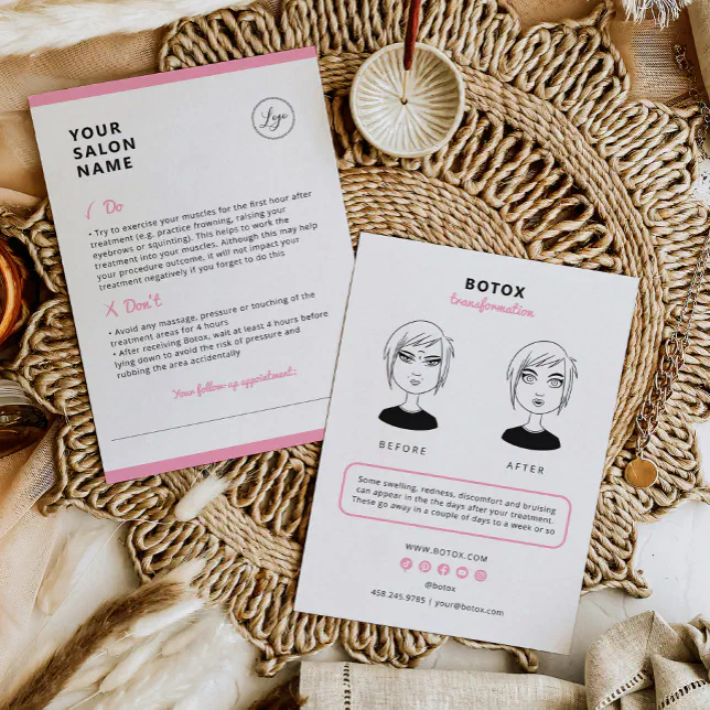 Botox Aftercare Instructions for Beauty Salon Business Card | Zazzle
