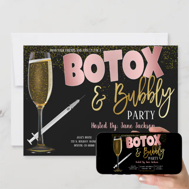 Botox and Bubbly Party Invitation | Zazzle